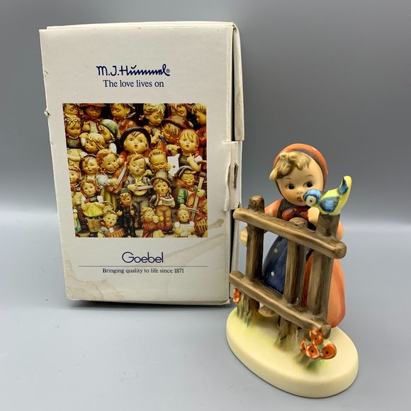 Goebel | Art | Vintage Goebel Hummel Signs Of Spring 2320 Girl By Fence ...